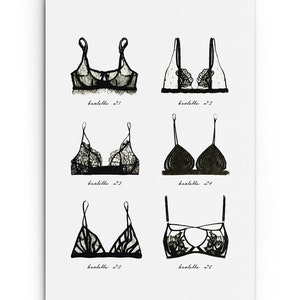 Bra Poster. Lingerie Wall Art Print. Black Lace Bralette Poster ...