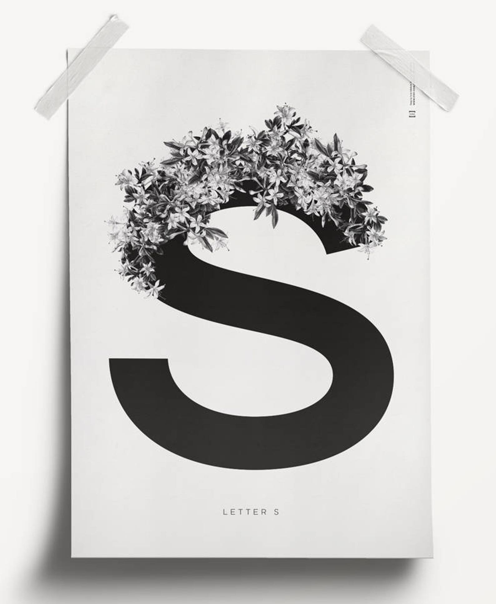 Letter S Typography Print. Monogram Art. Initial Print. | Etsy