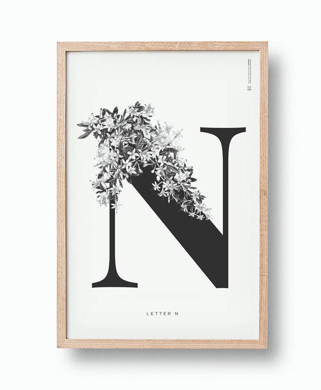 Letter N Typography Print. Monogram Art. Initial Print. Vintage ...