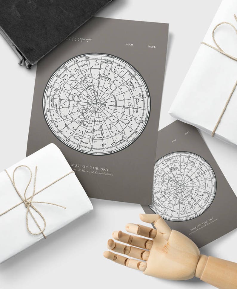 Star Map Constellations Poster. Map of the Sky. Modern Vintage - Etsy