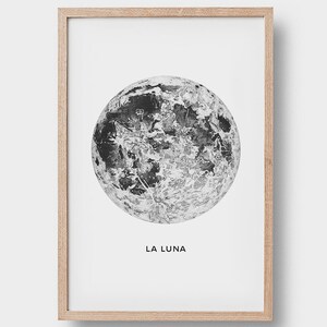 Full Moon Poster - PRINTABLE FILE. La Luna Moon Poster. Lunar Moon ...