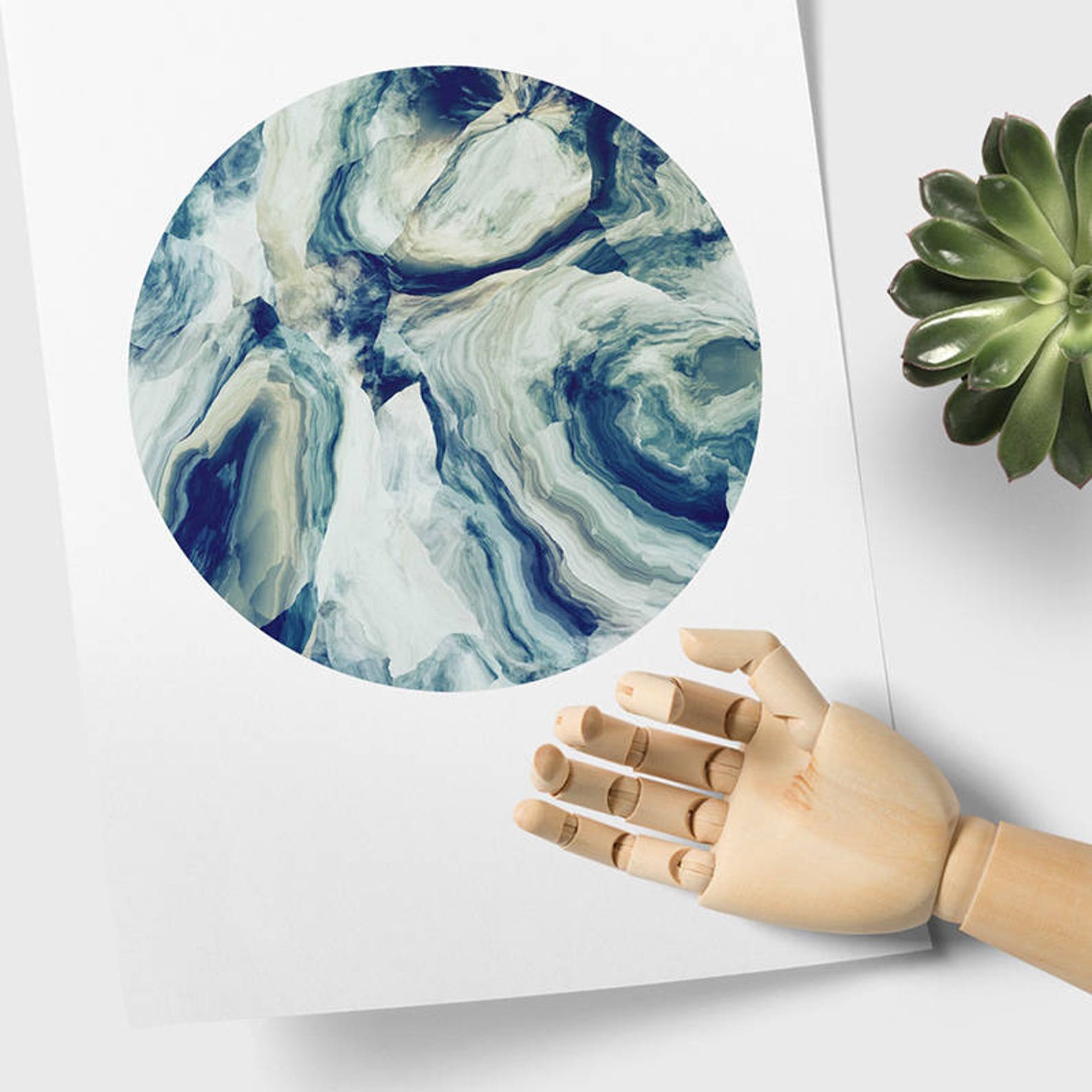 Geode Circle Art Print. Abstract Round Print. Crystal Modern | Etsy