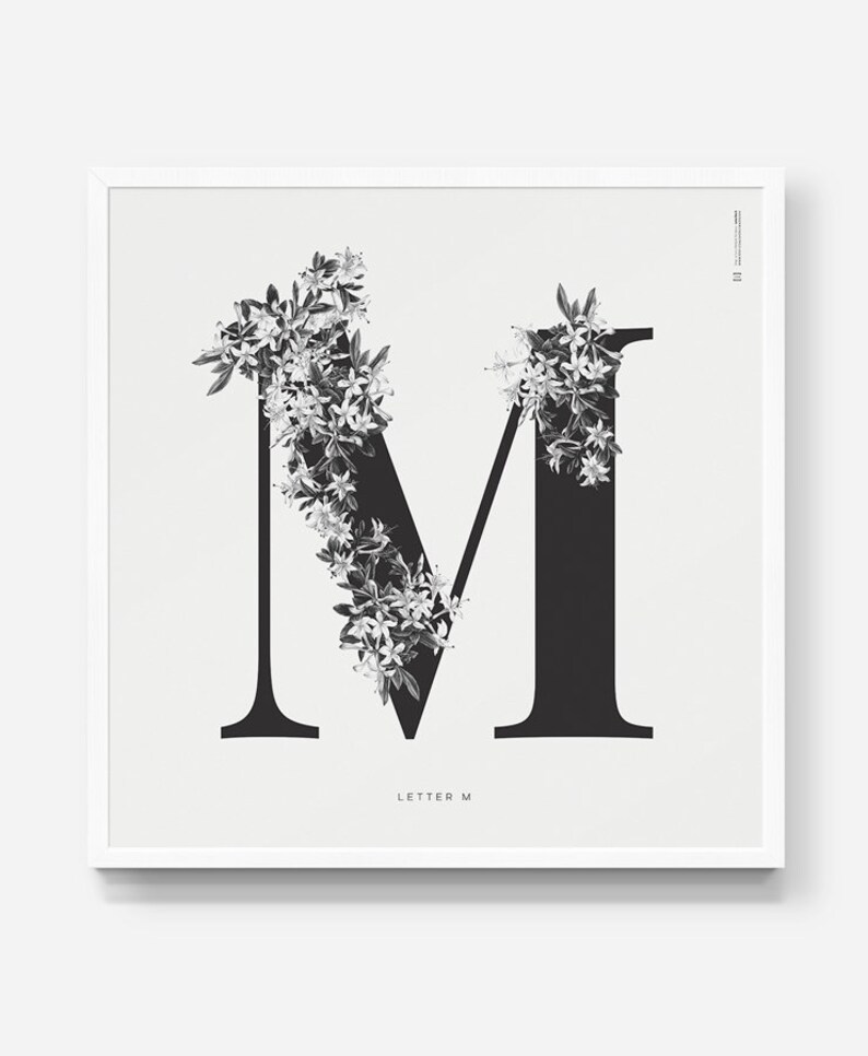 Letter M Typography Print. Monogram Art. Initial Print. - Etsy