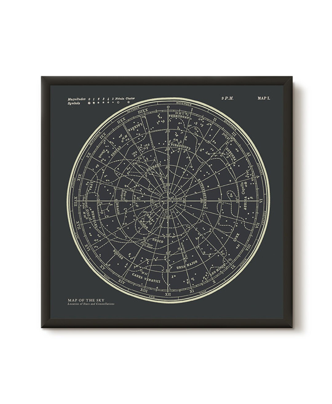 Star Map Constellations Framed Poster. Ready to Hang Print. Map of the ...