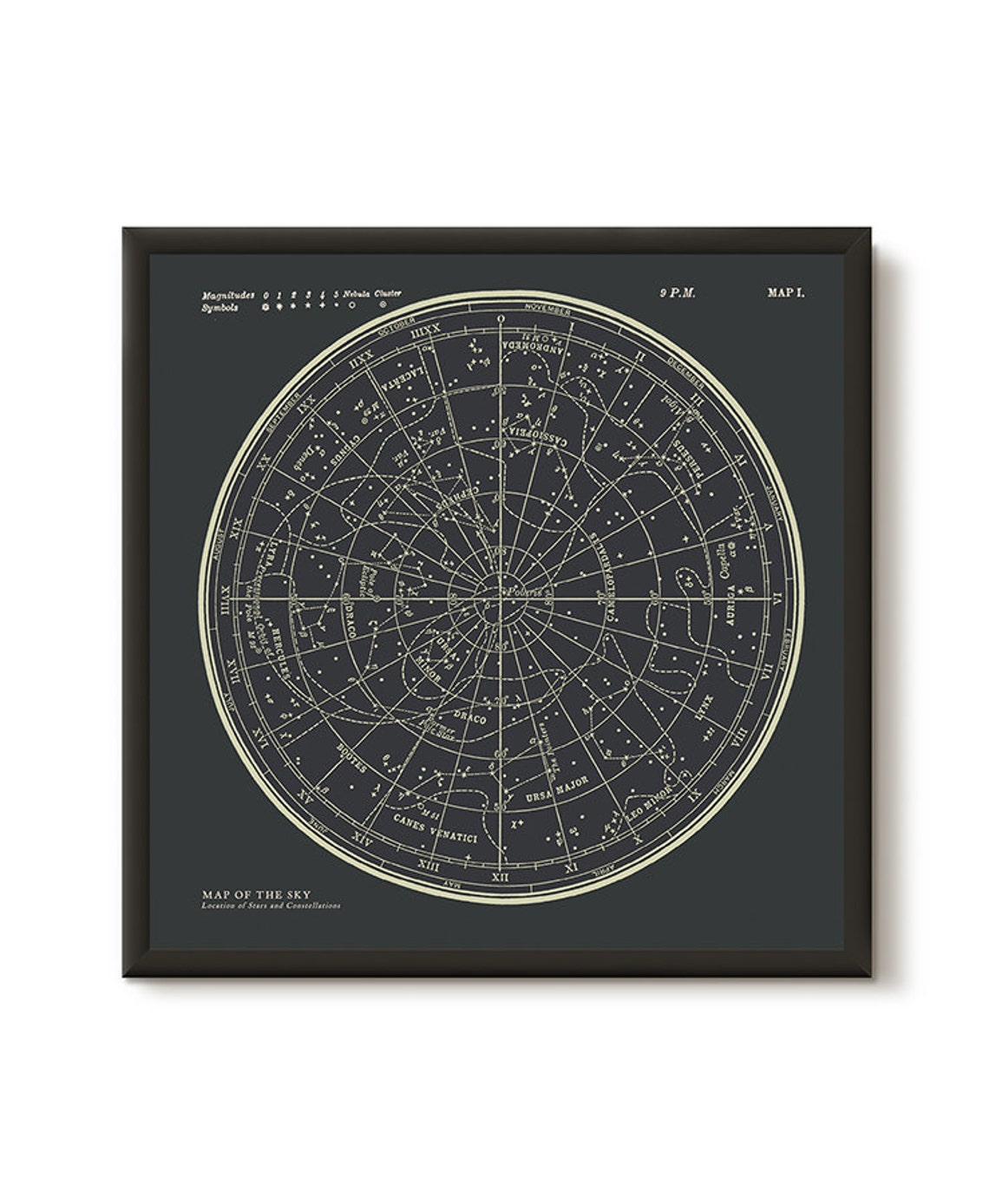 Star Map Constellations Framed Poster. Ready to Hang Print. Map of the ...