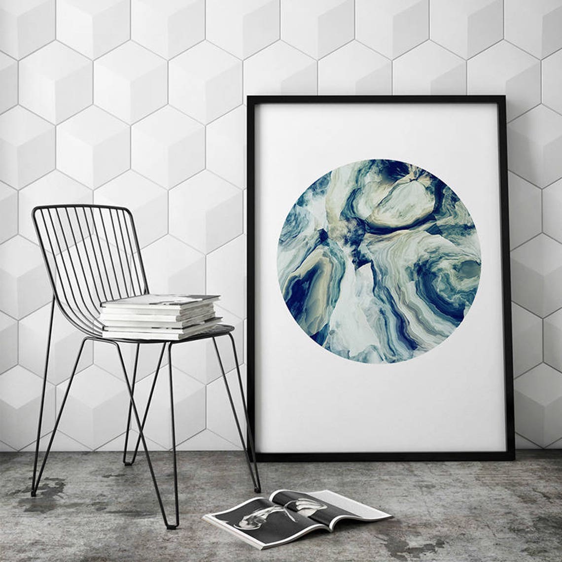 Geode Circle Art Print. Abstract Round Print. Crystal Modern | Etsy