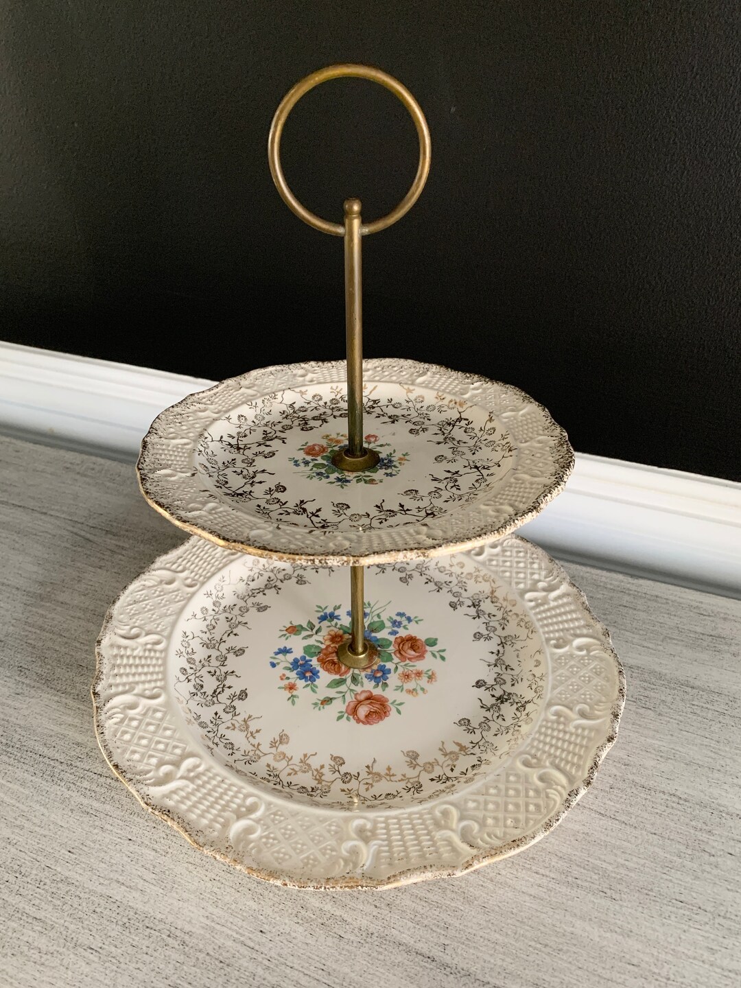 Vintage Two Tiered Porcelain Tray - Etsy