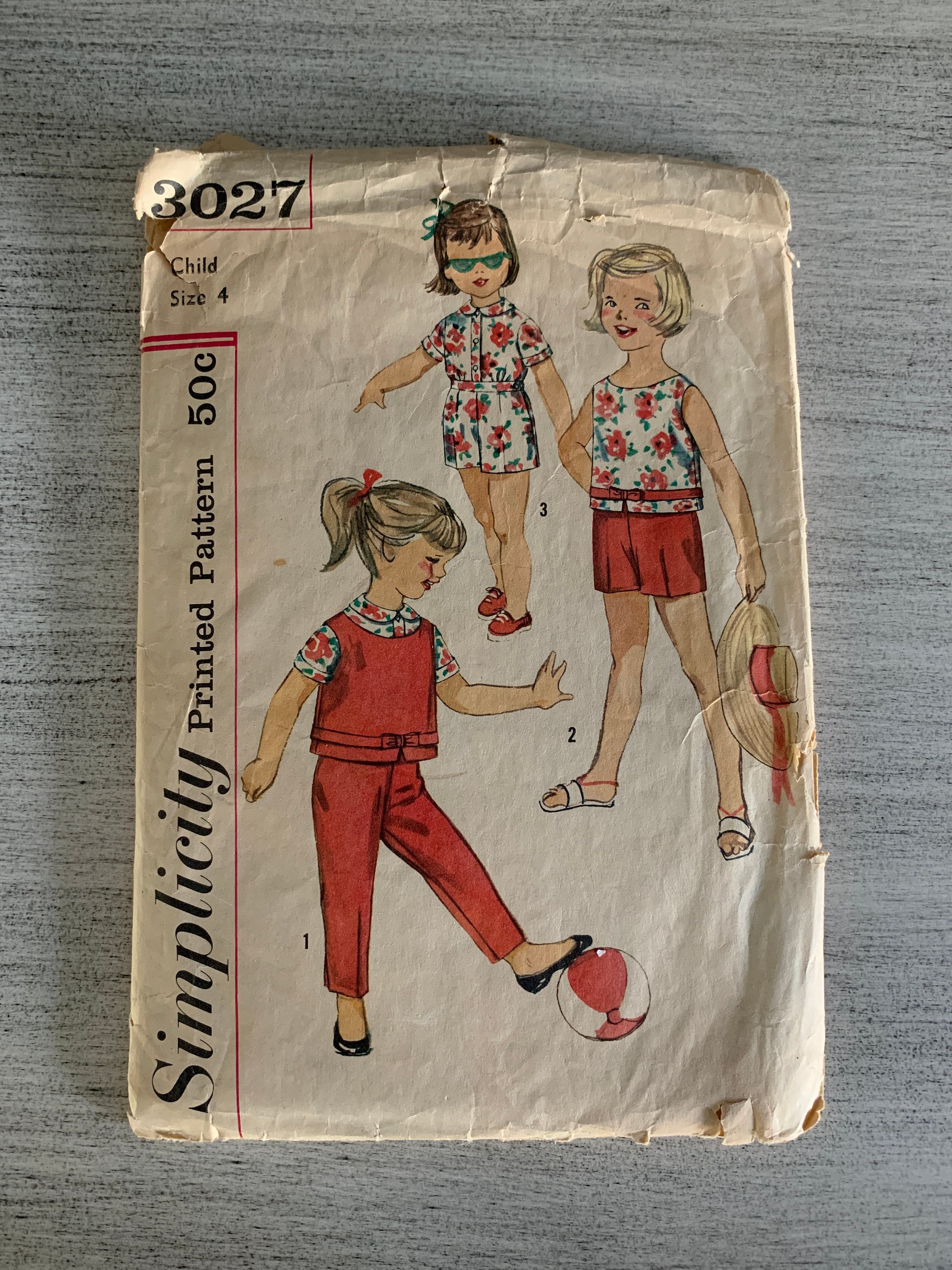 Vintage Simplicity 3027 1960s Child Size 4 Printed Pattern | Etsy