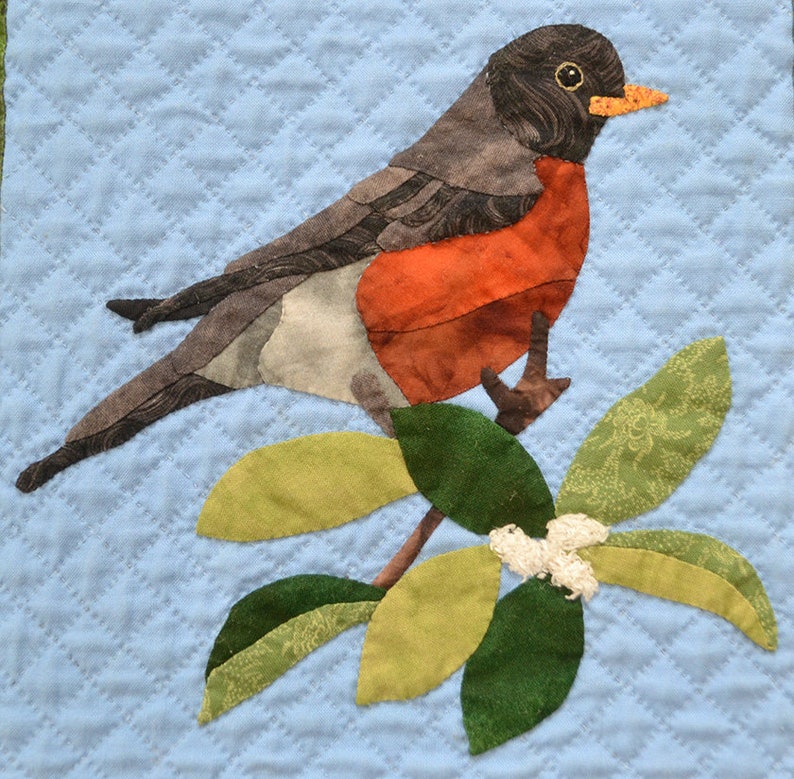 Robin 8" Applique Block - Etsy