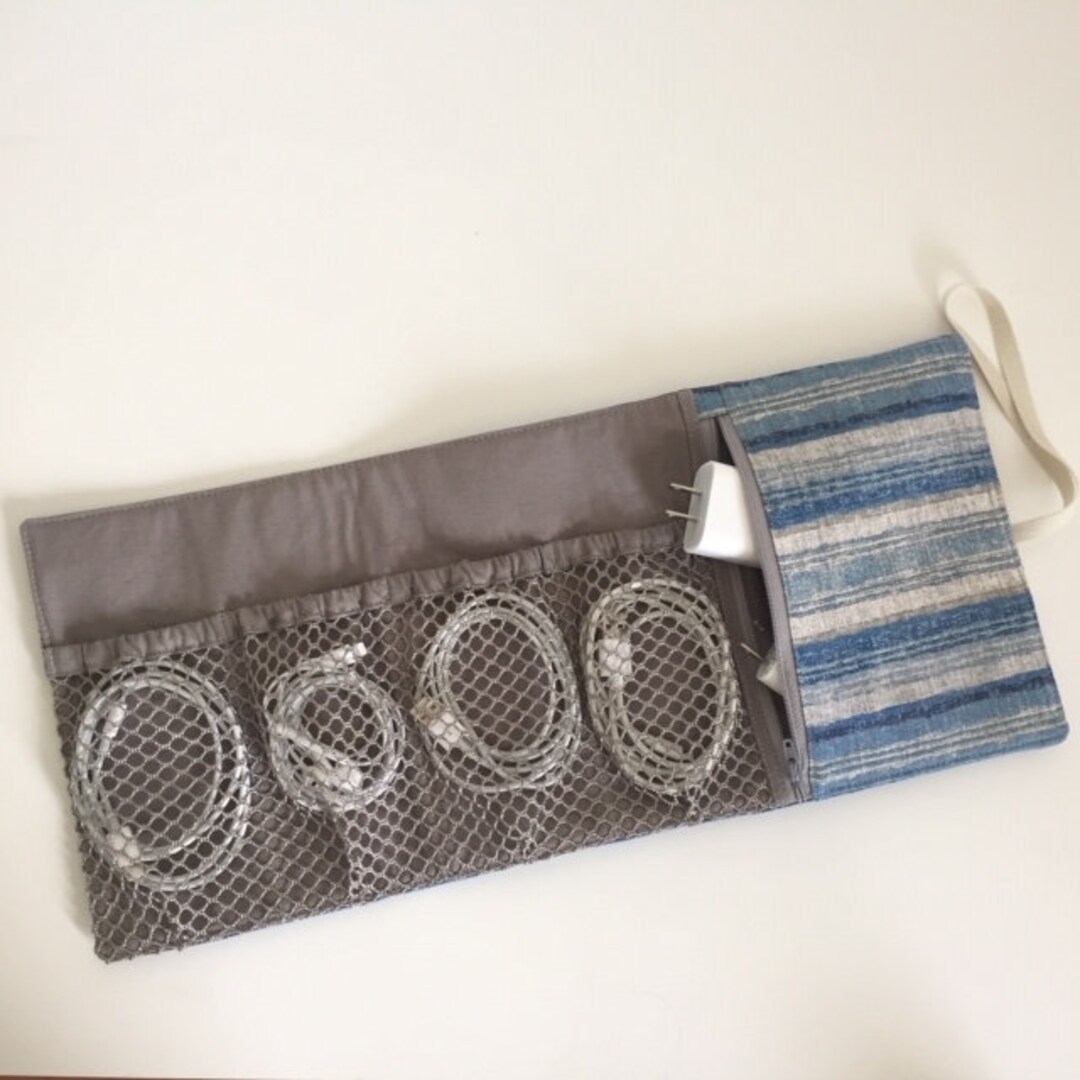 Blue Cord Organizer, Travel Cable Holder, Tech Cord Zipper Bag, Cord ...