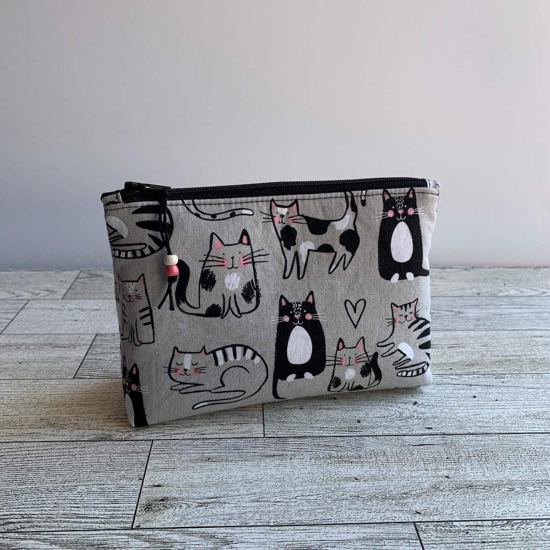 Tuxedo Cat Zipper Pouch, Cat Zipper Bag, Small Travel Bag, Makeup ...