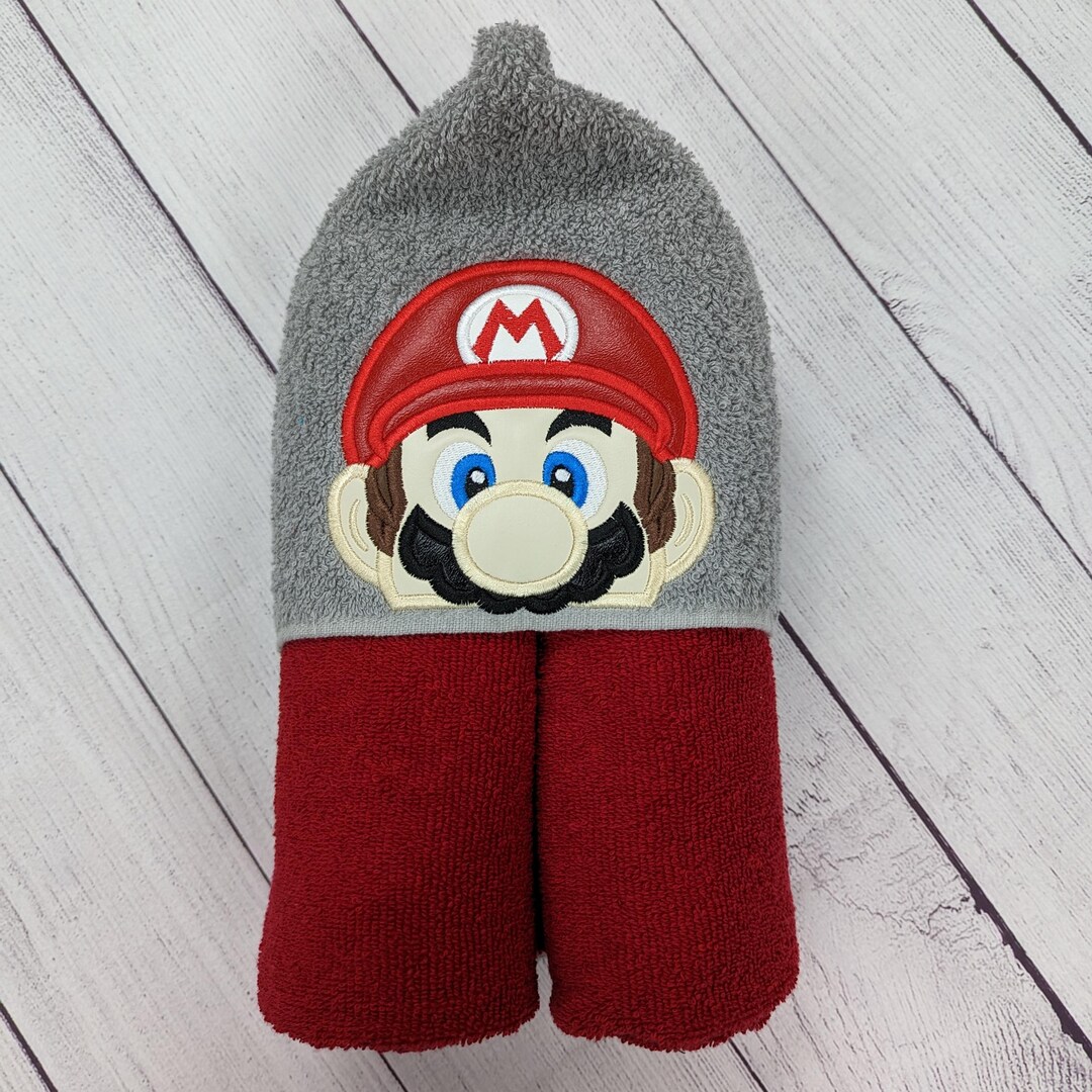 Red Plumber Hooded Towel, Kids Hooded Towel, Mario Brother Hooded Towel ...