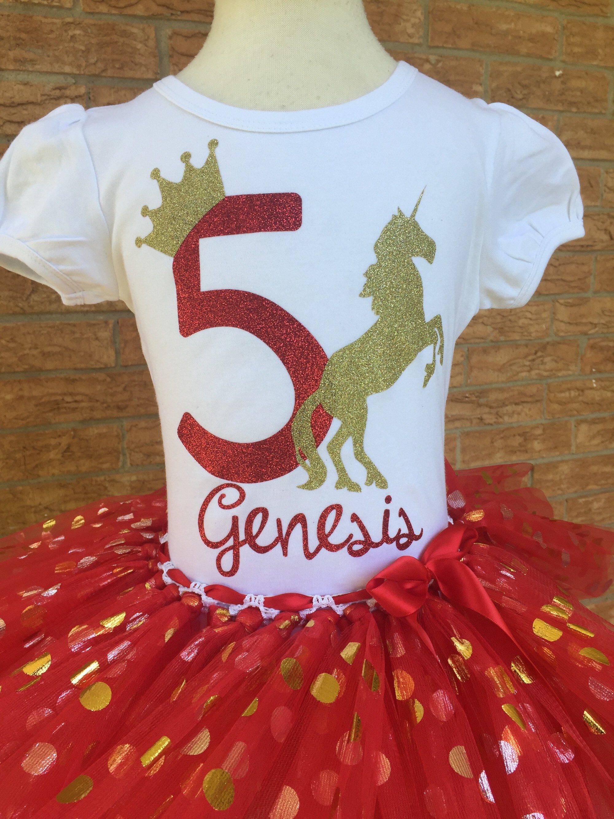 Red unicorn birthday shirt 5th birthday outfit girls fifth | Etsy