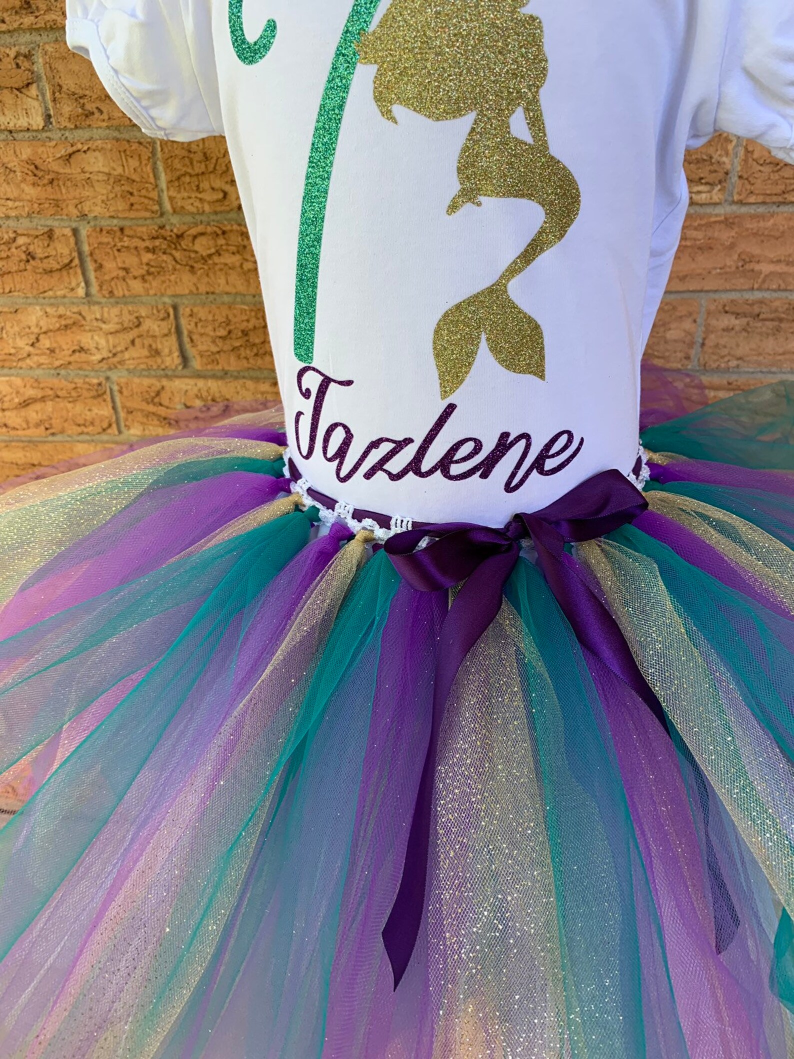Girls Seventh Mermaid Birthday Outfit, 7th Birthday Tutu, Mermaid ...
