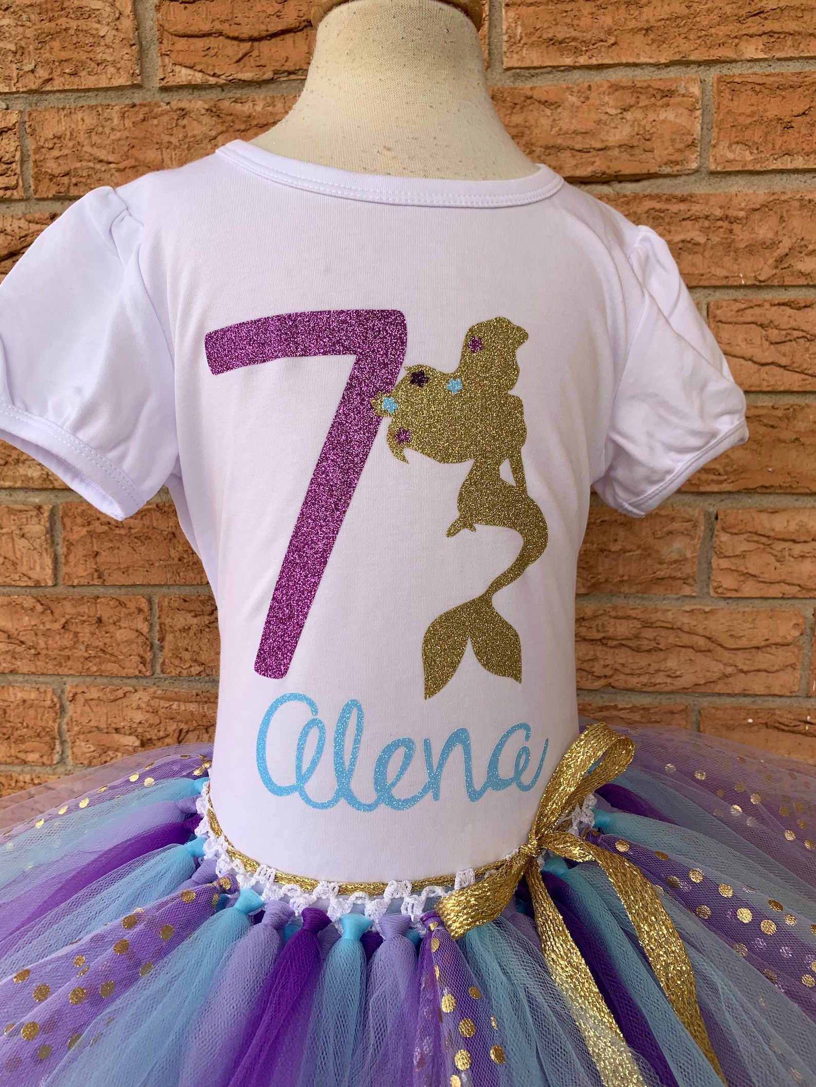 Girls Seventh Mermaid Birthday Outfit, 7th Birthday Tutu, Mermaid ...