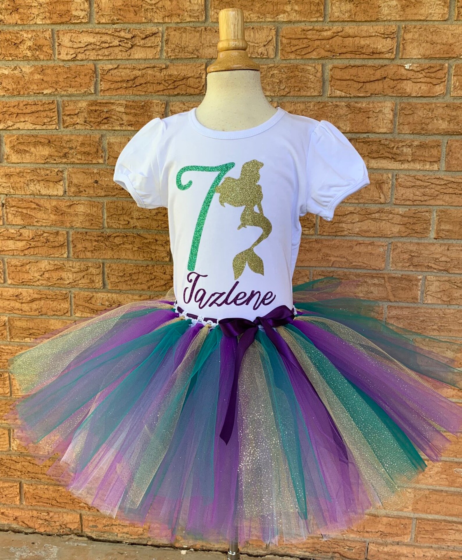 Girls Seventh Mermaid Birthday Outfit, 7th Birthday Tutu, Mermaid ...