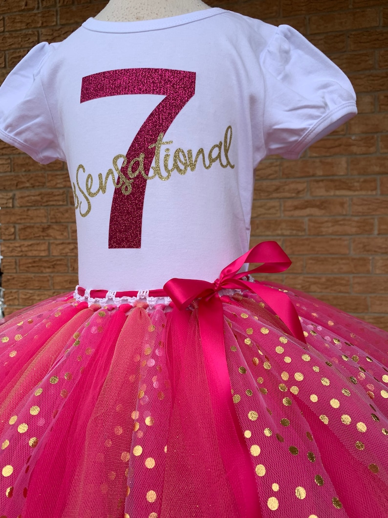 Girl's Seventh Birthday, 7th Birthday Tutu, 7 Pink and Gold, Girls ...