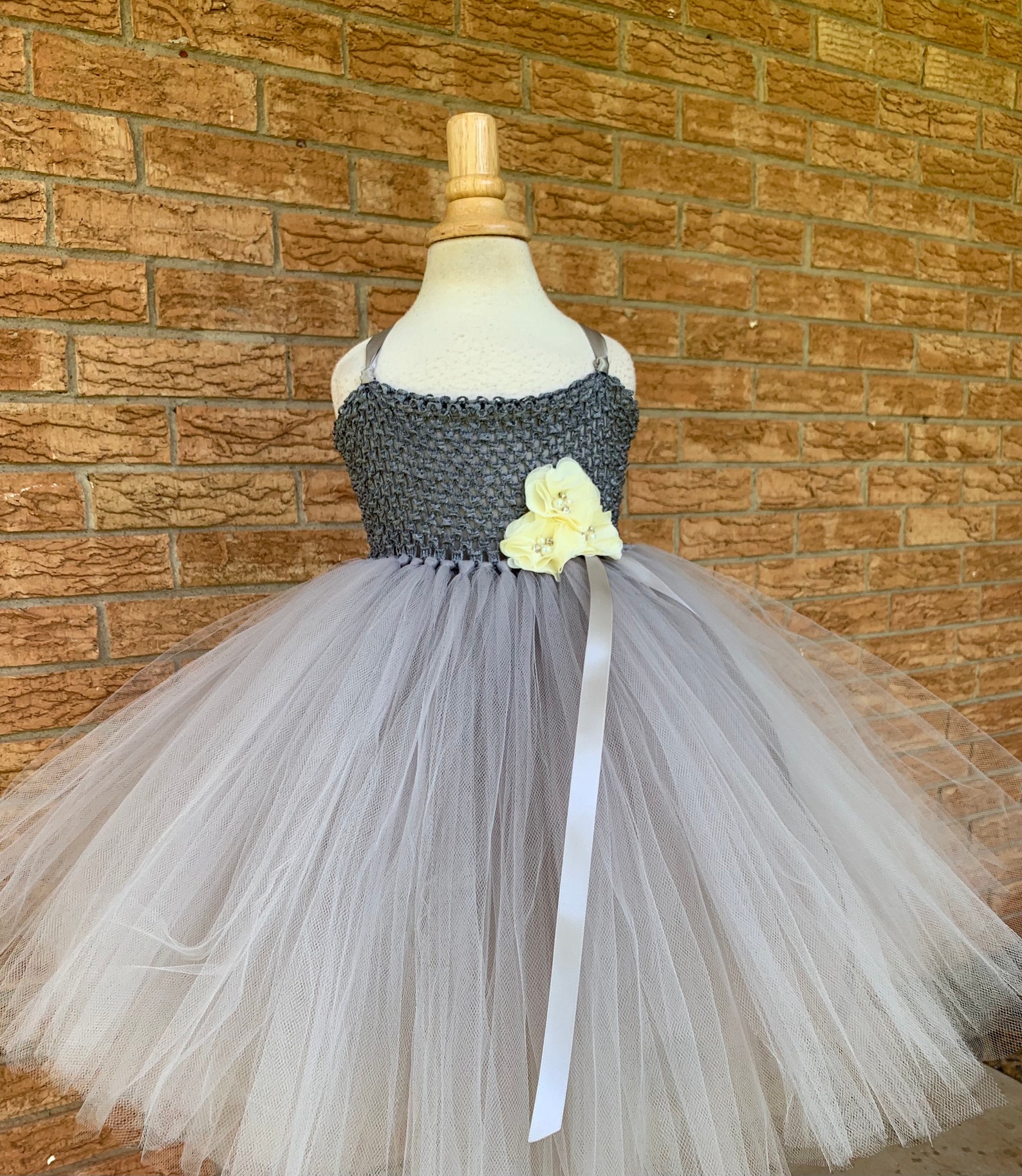 Grey Silver Flower Girl Dress, Gray Tutu Dress, Grey Smokey Wedding ...