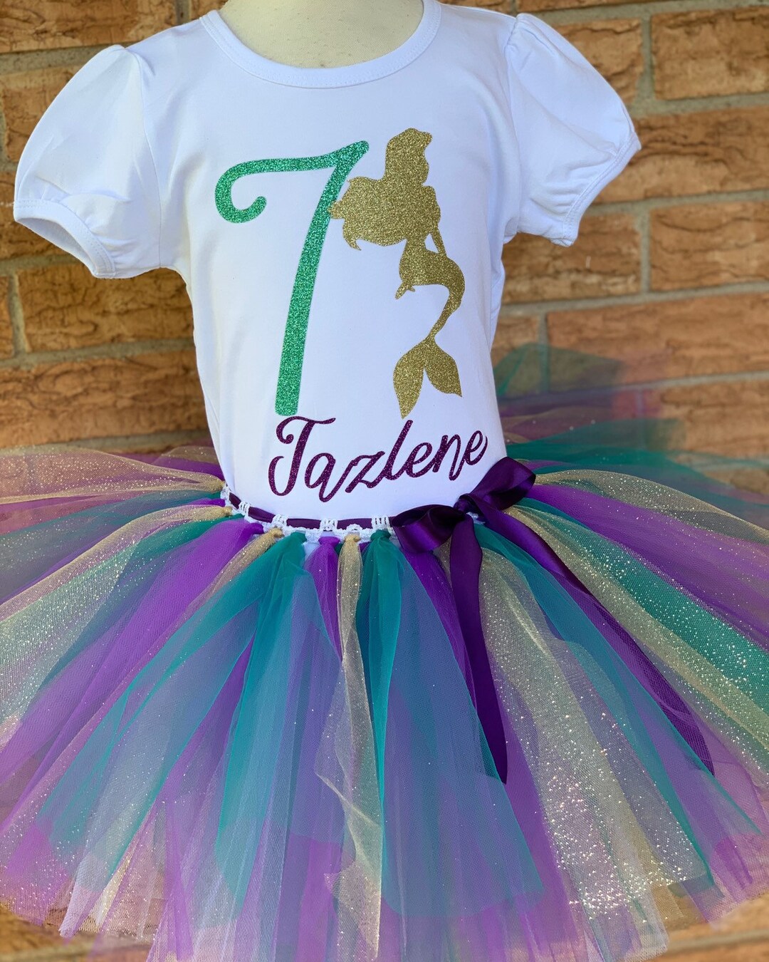Girls Seventh Mermaid Birthday Outfit, 7th Birthday Tutu, Mermaid ...