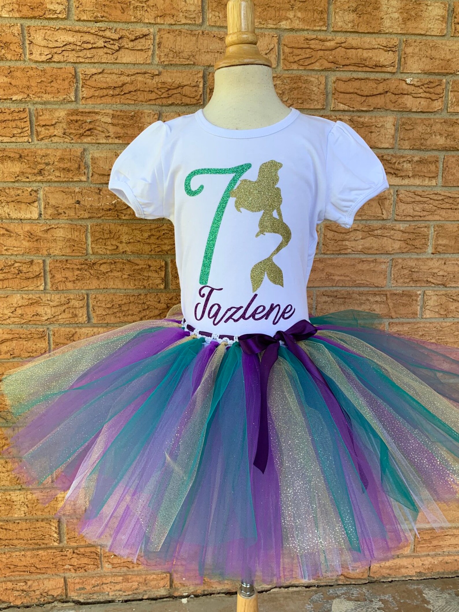 Girls Seventh Mermaid Birthday Outfit, 7th Birthday Tutu, Mermaid ...