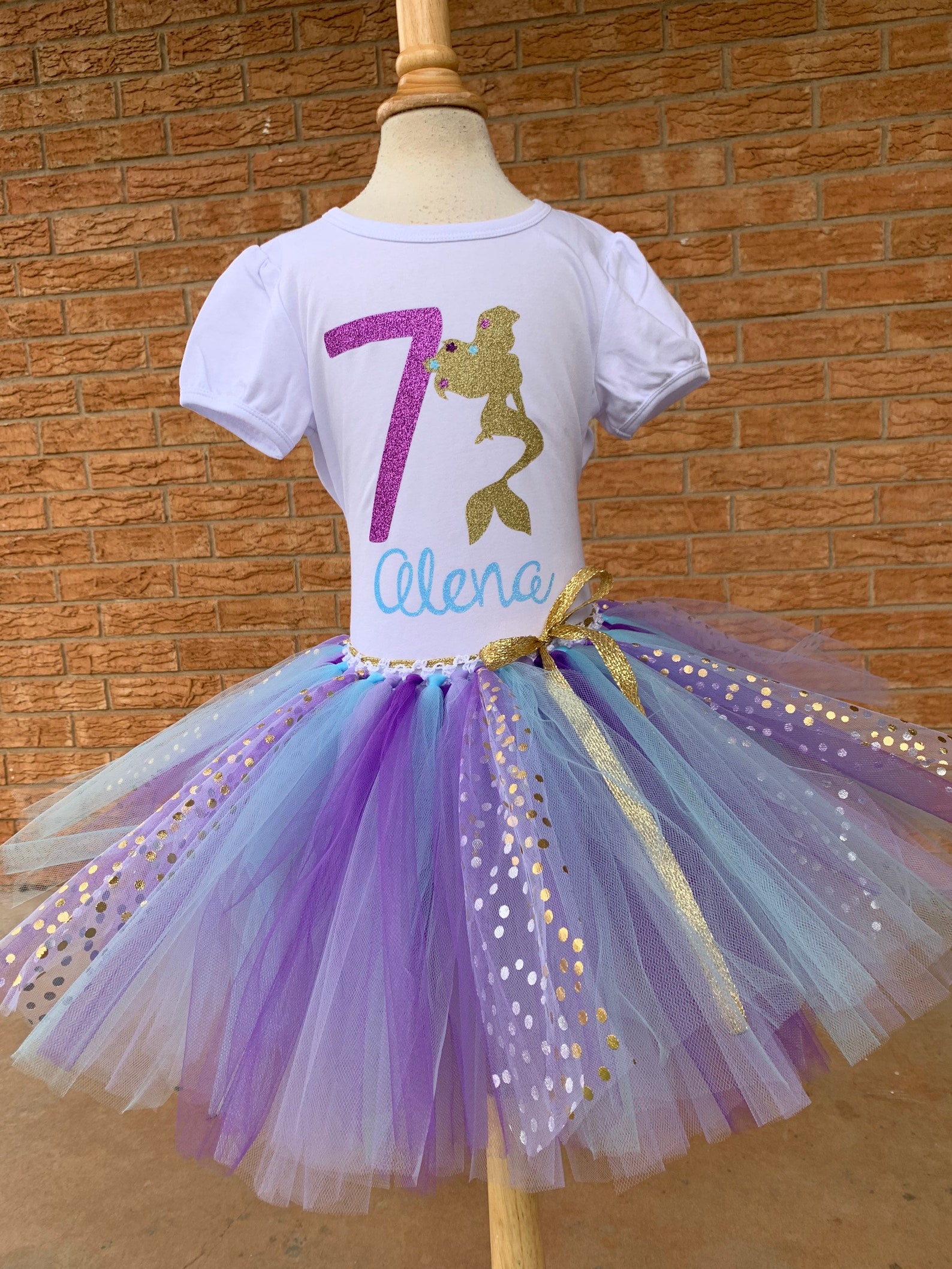 Girls Seventh Mermaid Birthday Outfit, 7th Birthday Tutu, Mermaid ...