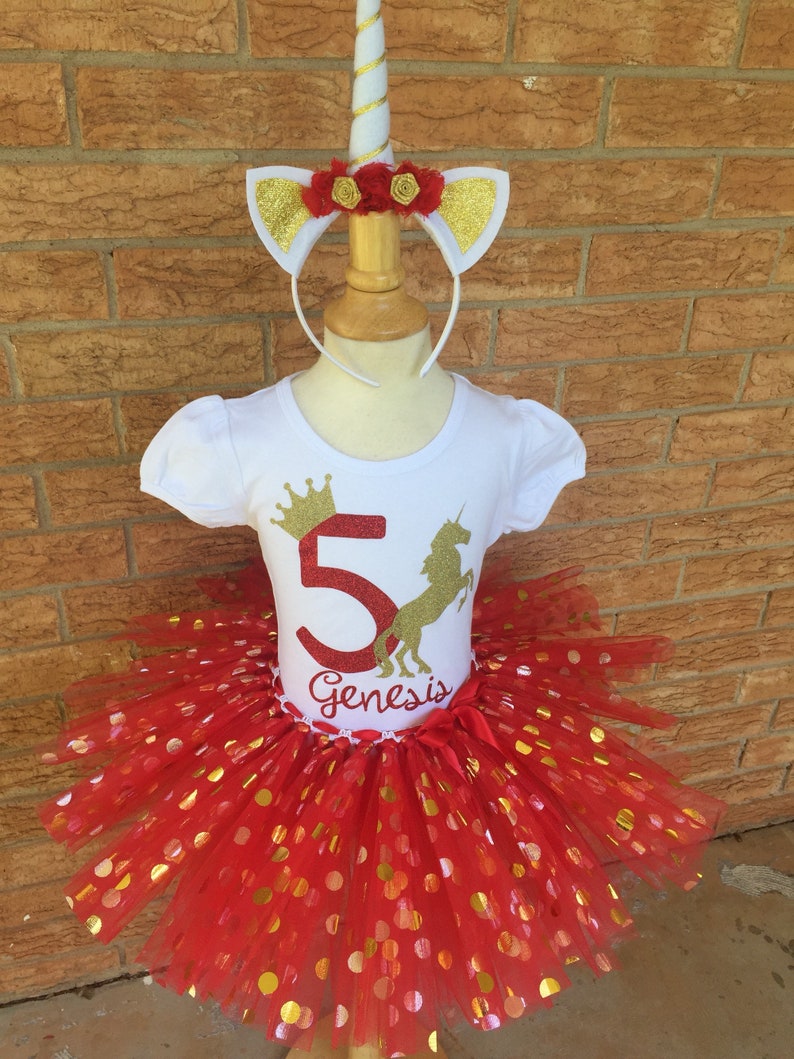 Red Unicorn Birthday Shirt 5th Birthday Outfit Girls Fifth | Etsy