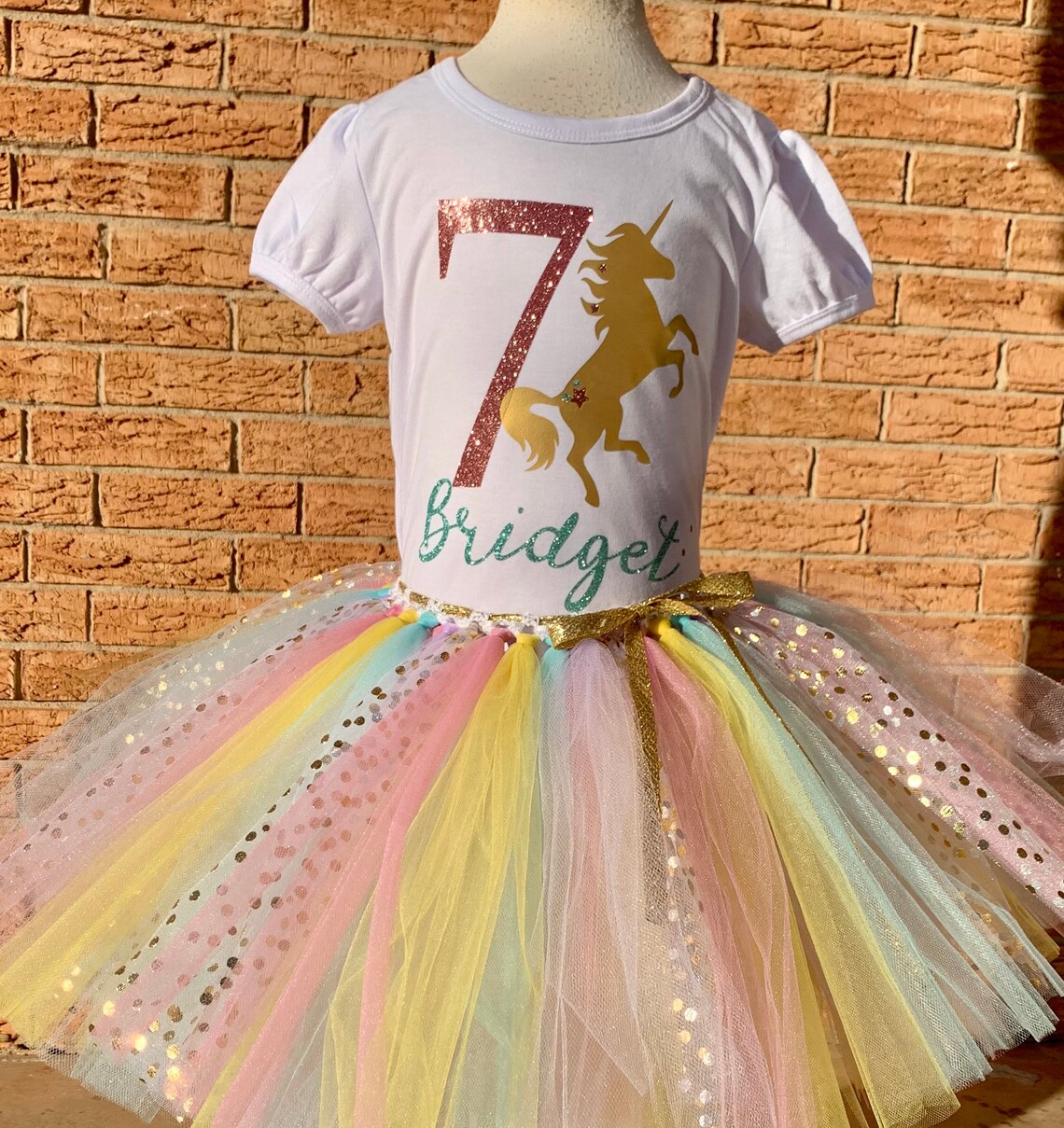 Seventh unicorn birthday outfit 7th Birthday tutu rainbow | Etsy