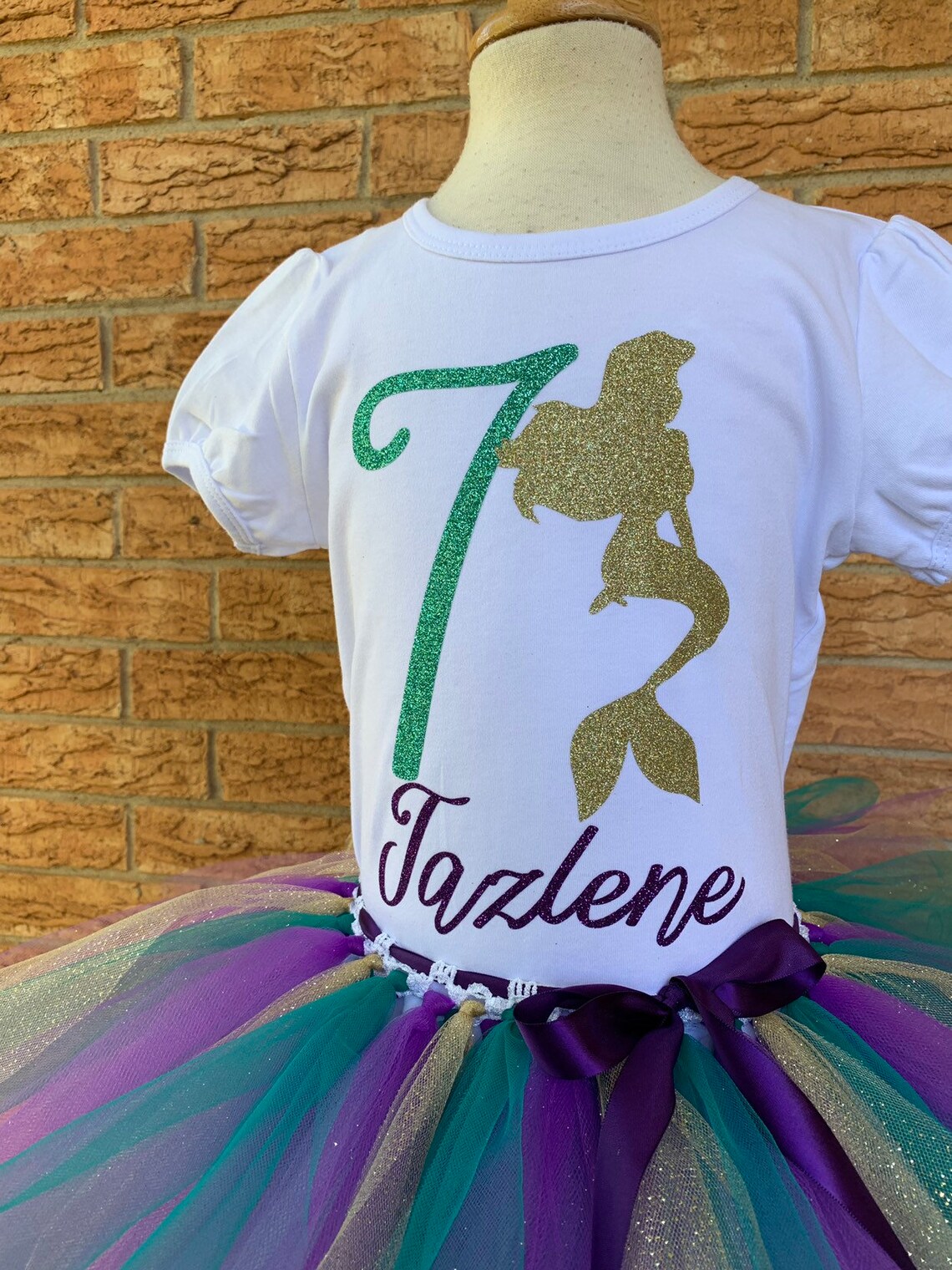 Girls Seventh Mermaid Birthday Outfit, 7th Birthday Tutu, Mermaid ...