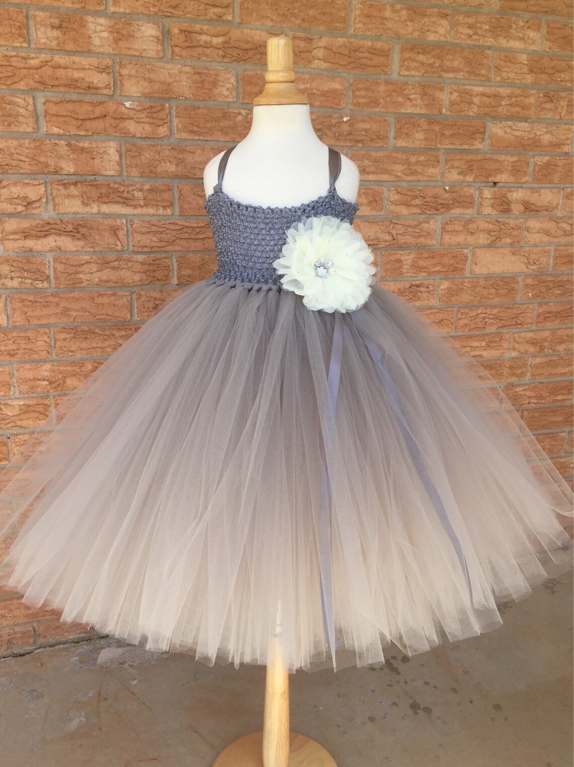 Grey silver flower girl dress gray tutu dress grey smokey | Etsy