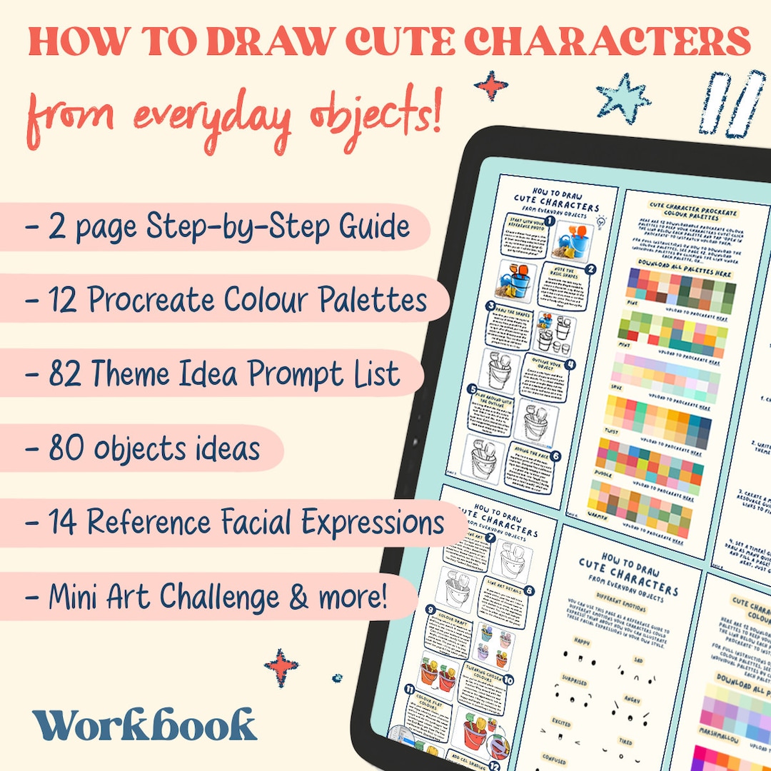 Mini Workbook: Draw Cute Characters on Procreate (step by Step Guide ...