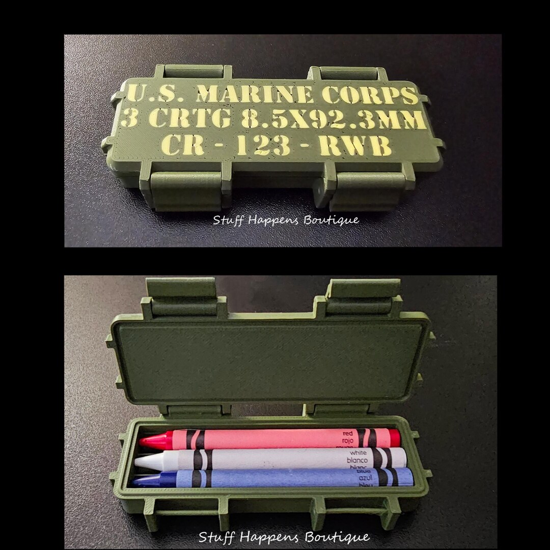 USMC Patriotic Crayon Ration Box,– Red, White, & Blue- 3D Printed Box W ...