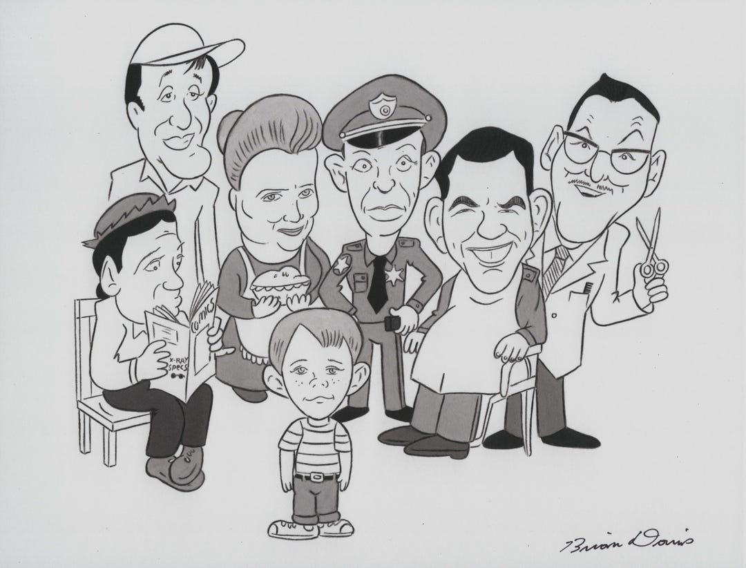 ANDY GRIFFITH SHOW Caricature Art Print 8.5 X 11 Hand Signed by Brian ...