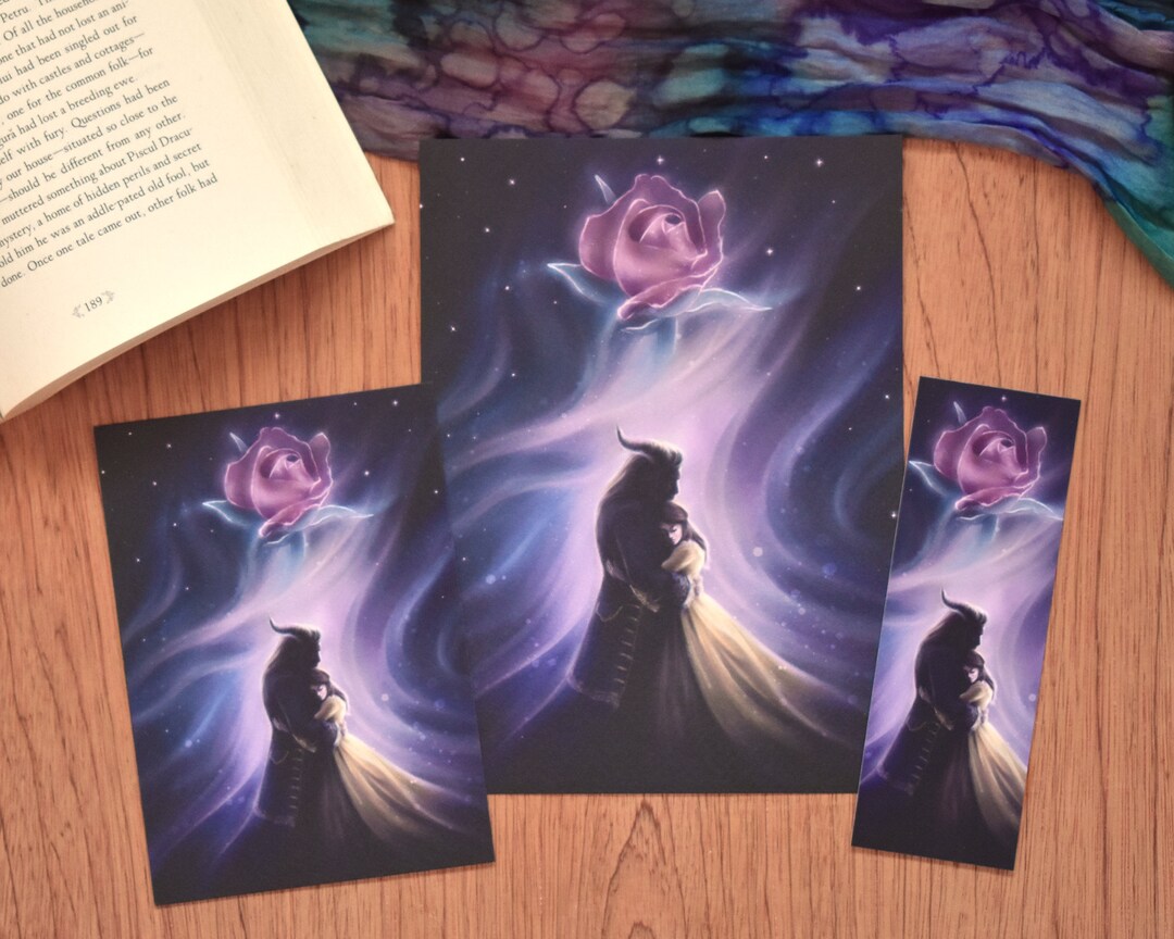 Beauty & the Beast Art Prints and Bookmarks Book Gifts Fairytale Art - Etsy