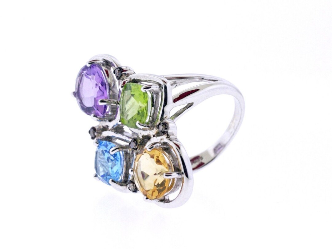 Sterling Silver Multi Color Ring - Etsy