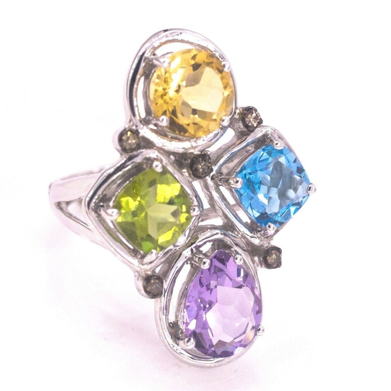 Sterling Silver Multi Color Ring - Etsy