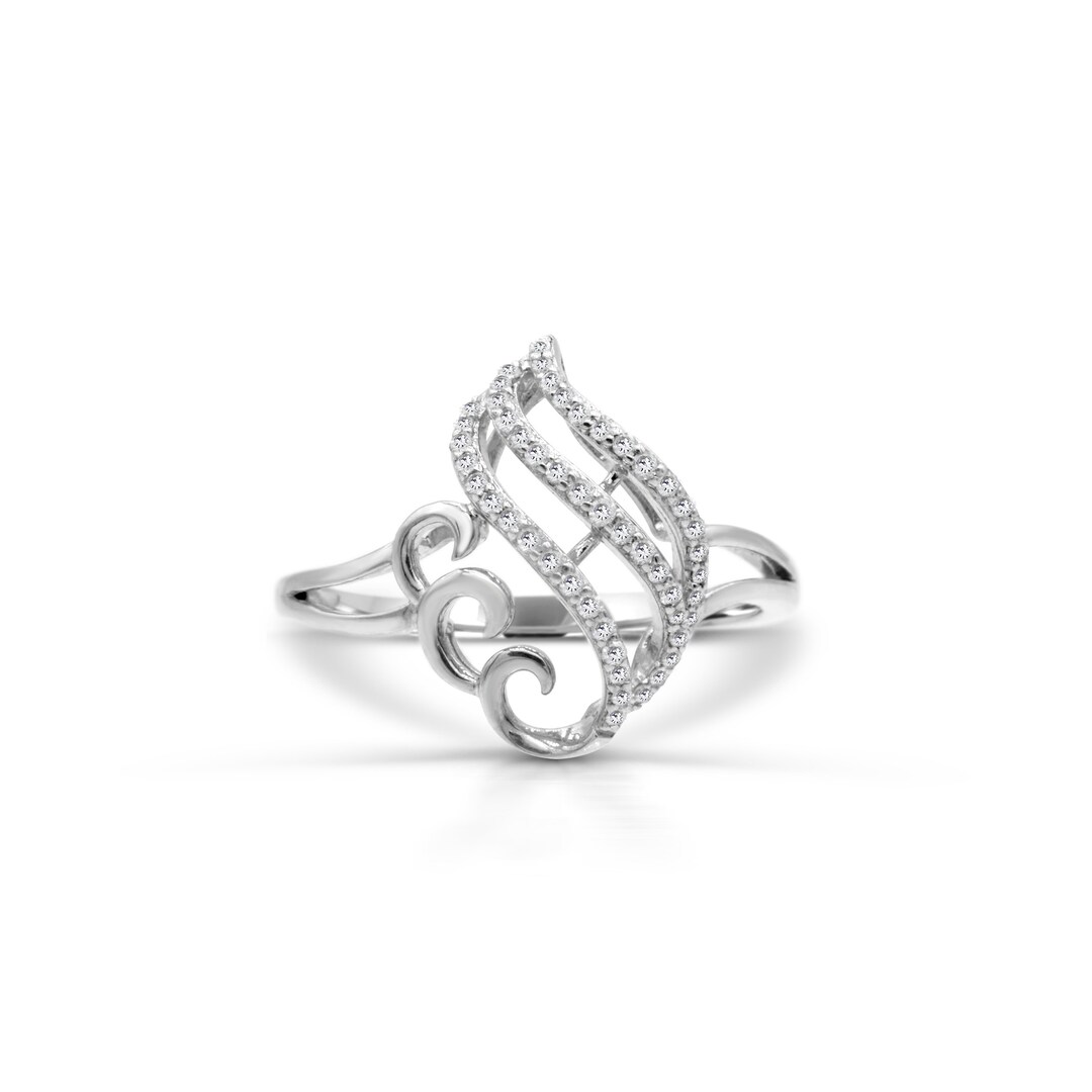 Diamond Wave Filigree Ring in Sterling Silver - Etsy