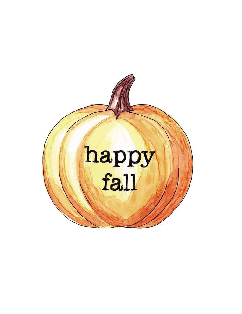 Pumpkin Print. Fall Art. Happy Fall Print. Happy Fall Art. | Etsy