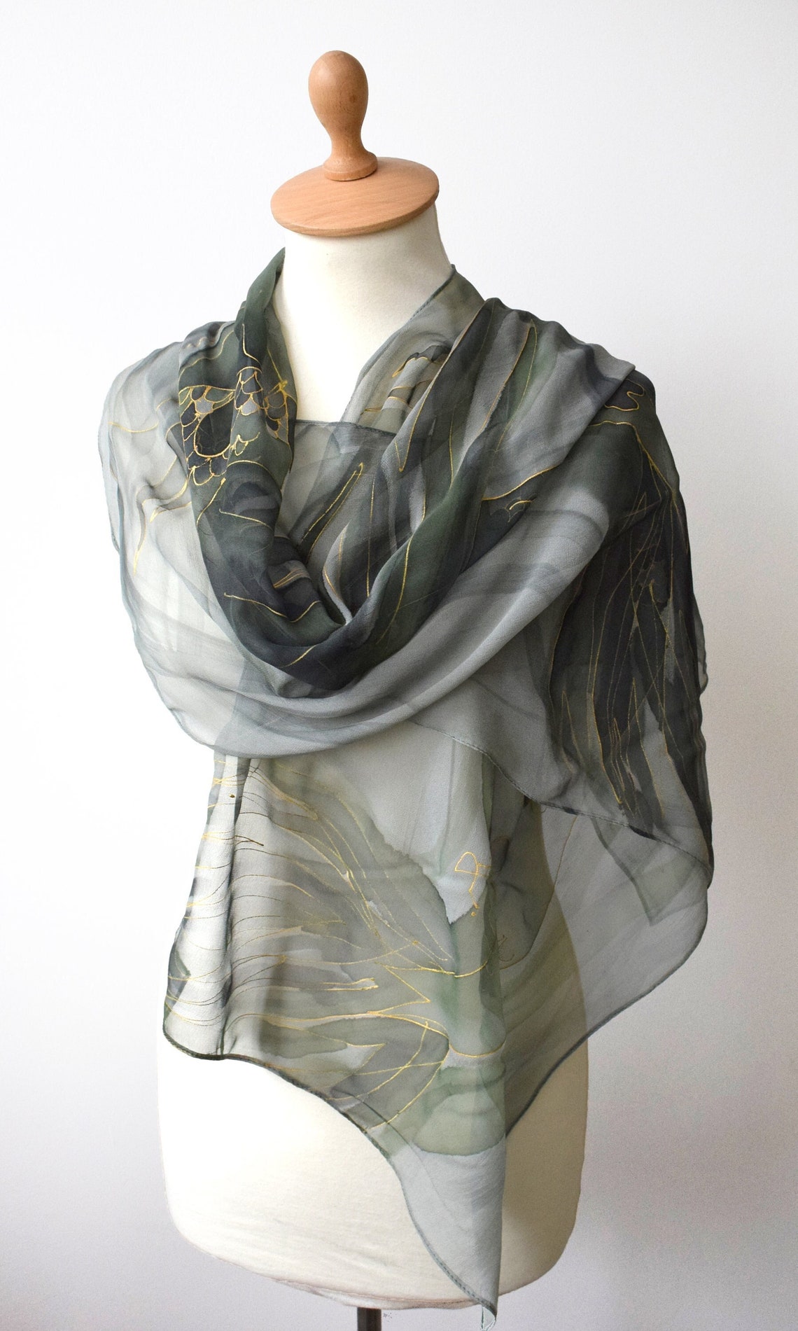 Koi Fish Silk Scarfchiffon Silk Scarfhand Painted | Etsy