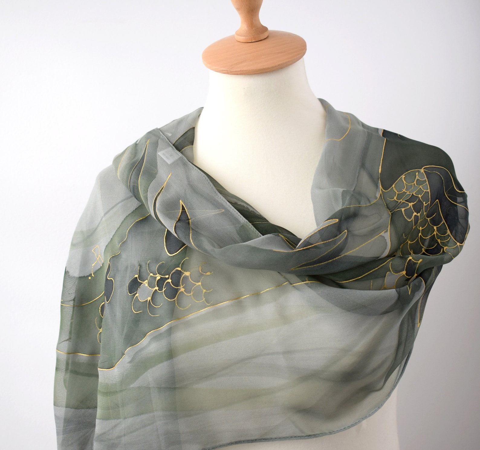 Koi Fish Silk Scarfchiffon Silk Scarfhand Painted | Etsy