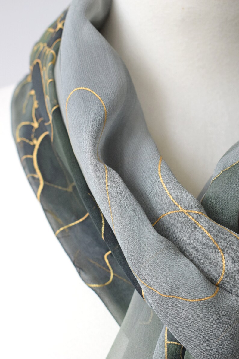 Koi Fish Silk Scarfchiffon Silk Scarfhand Painted | Etsy