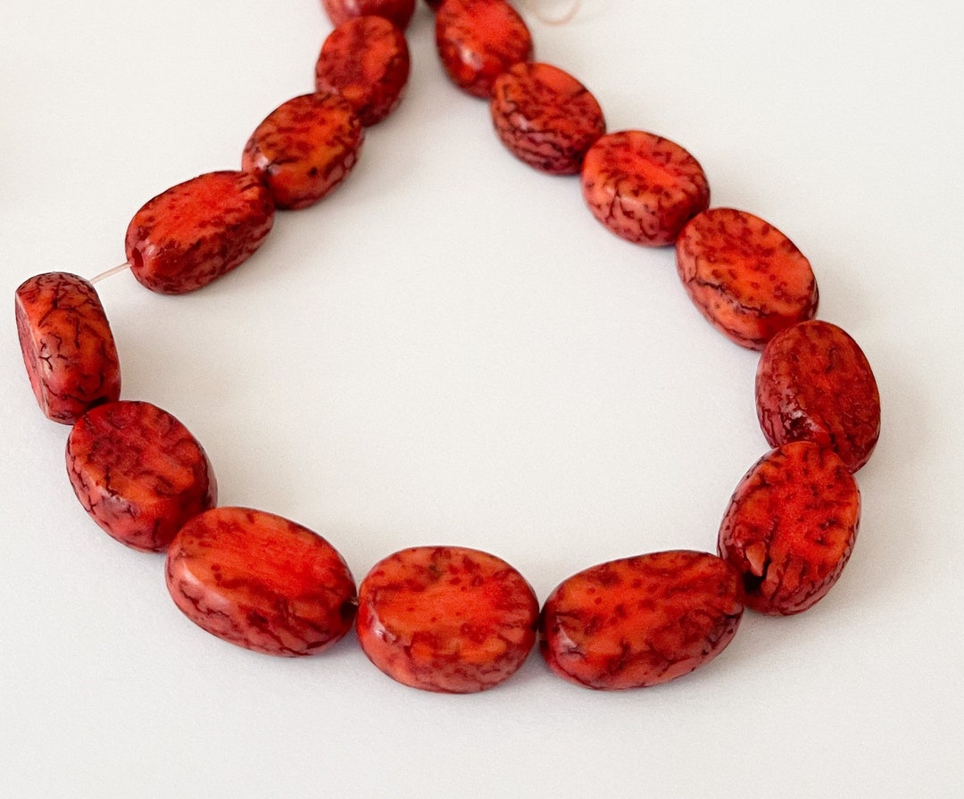 Salwag Flat Oval Burnt Orange Organic Natural Beads - Etsy
