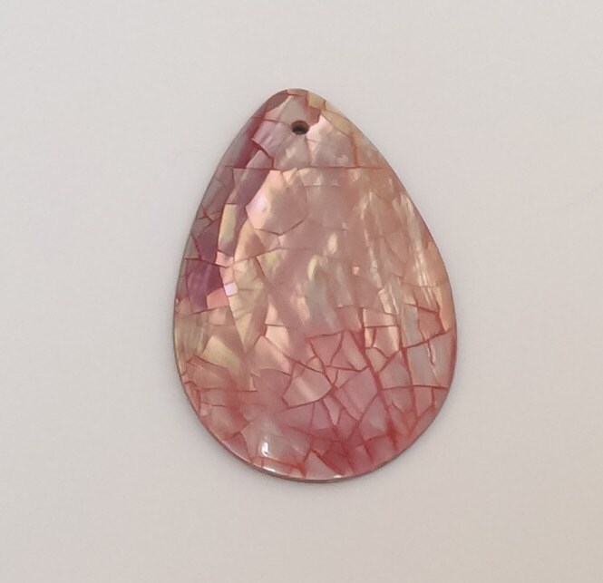 Inlaid Shell Pendant Crackled Shell Pendant Shell Teardrop - Etsy