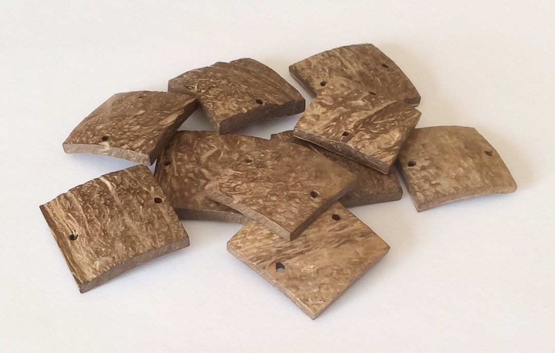 Coconut Wood Square Connector Beads: Unpolished Brown Discs (10pc) - Etsy