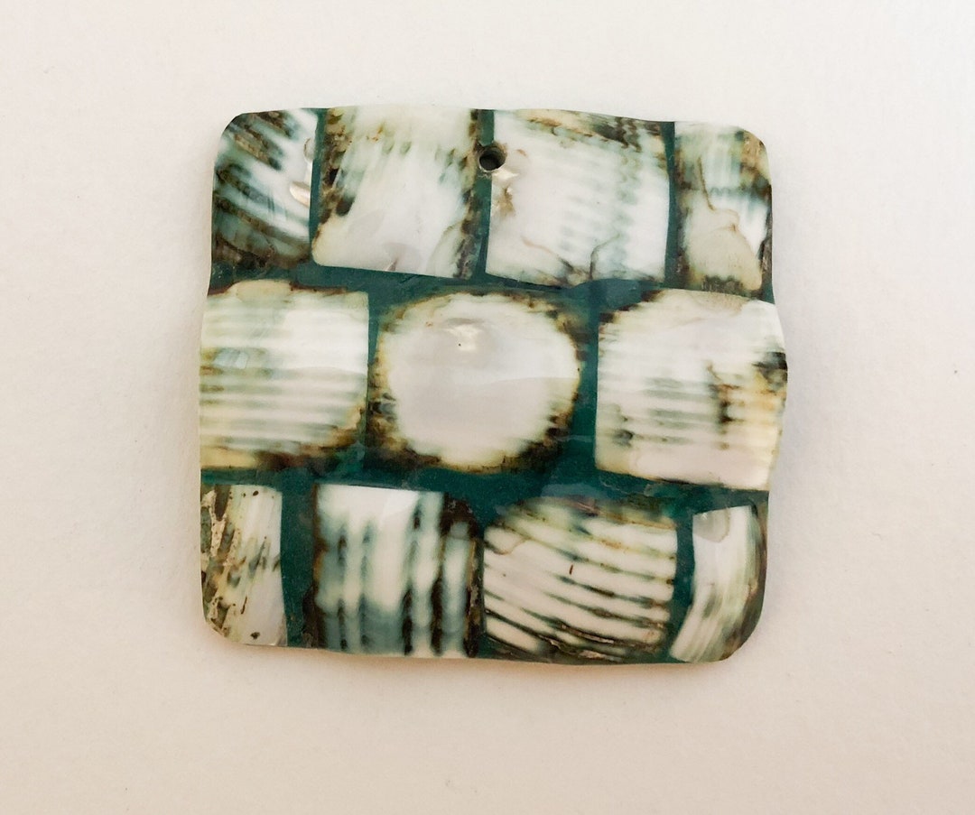 Natural Shell Pendant Green Turbo Shell Square - Etsy
