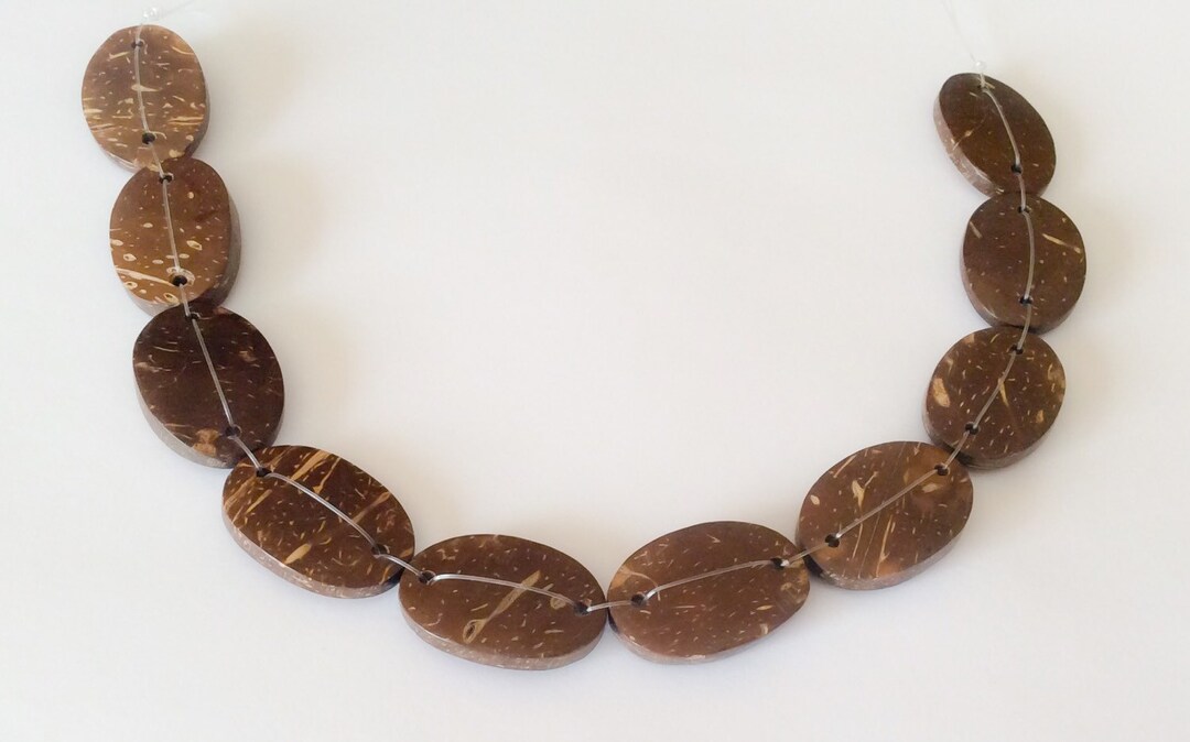 Polished Coconut Wood Disc Connectors: Oval Brown Beads (10 Pc) - Etsy