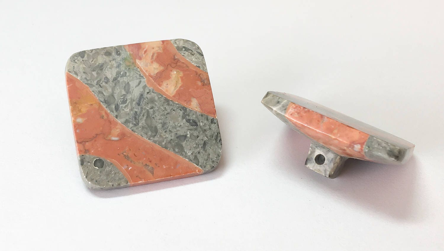 Inlaid Stone Buttons 31mm Square-set of Two - Etsy