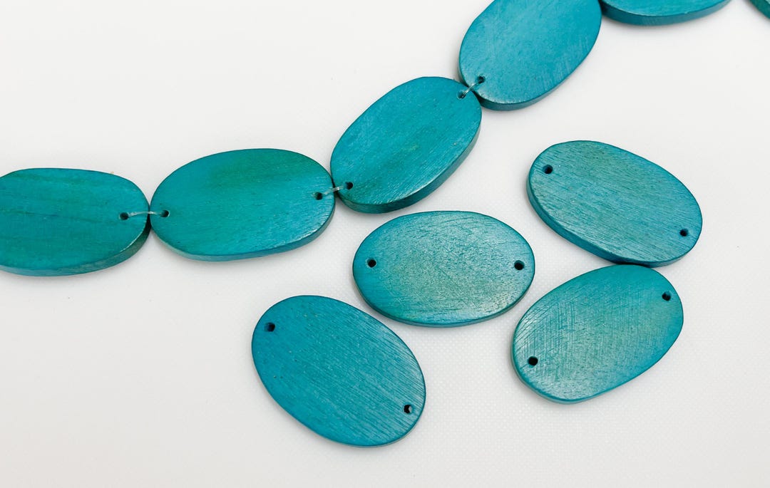 Wood Disc Oval Connectors, Wood Connectors, Disc Oval Turquoise-10 Pc ...