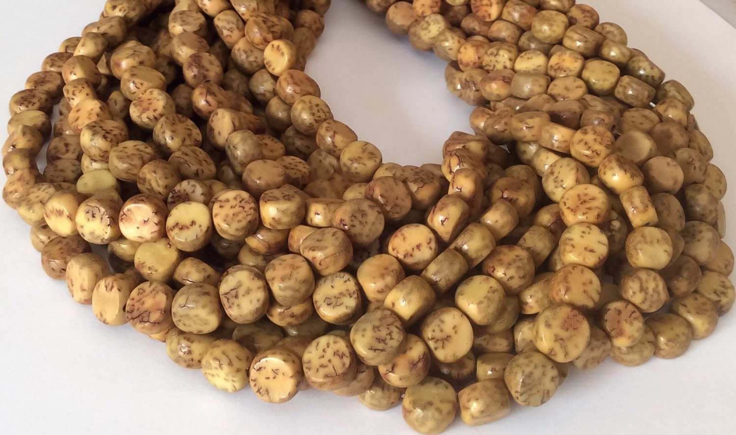 Yellow Betel Nut Beads Salwag Nut 10mm flat round 16 | Etsy