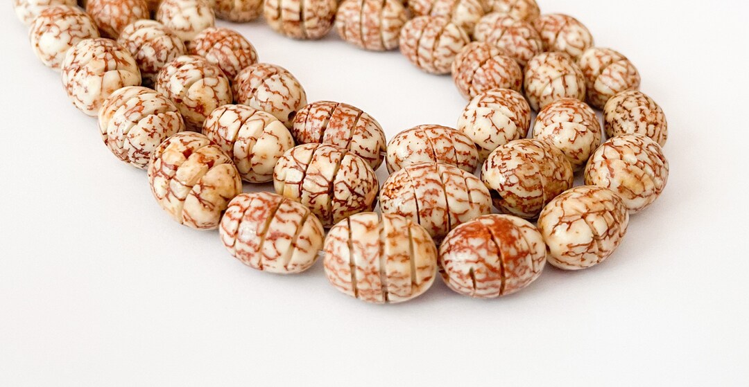 Natural Betel Nut Beads Salwag Carved Spiral Oval 16" Strand - Etsy