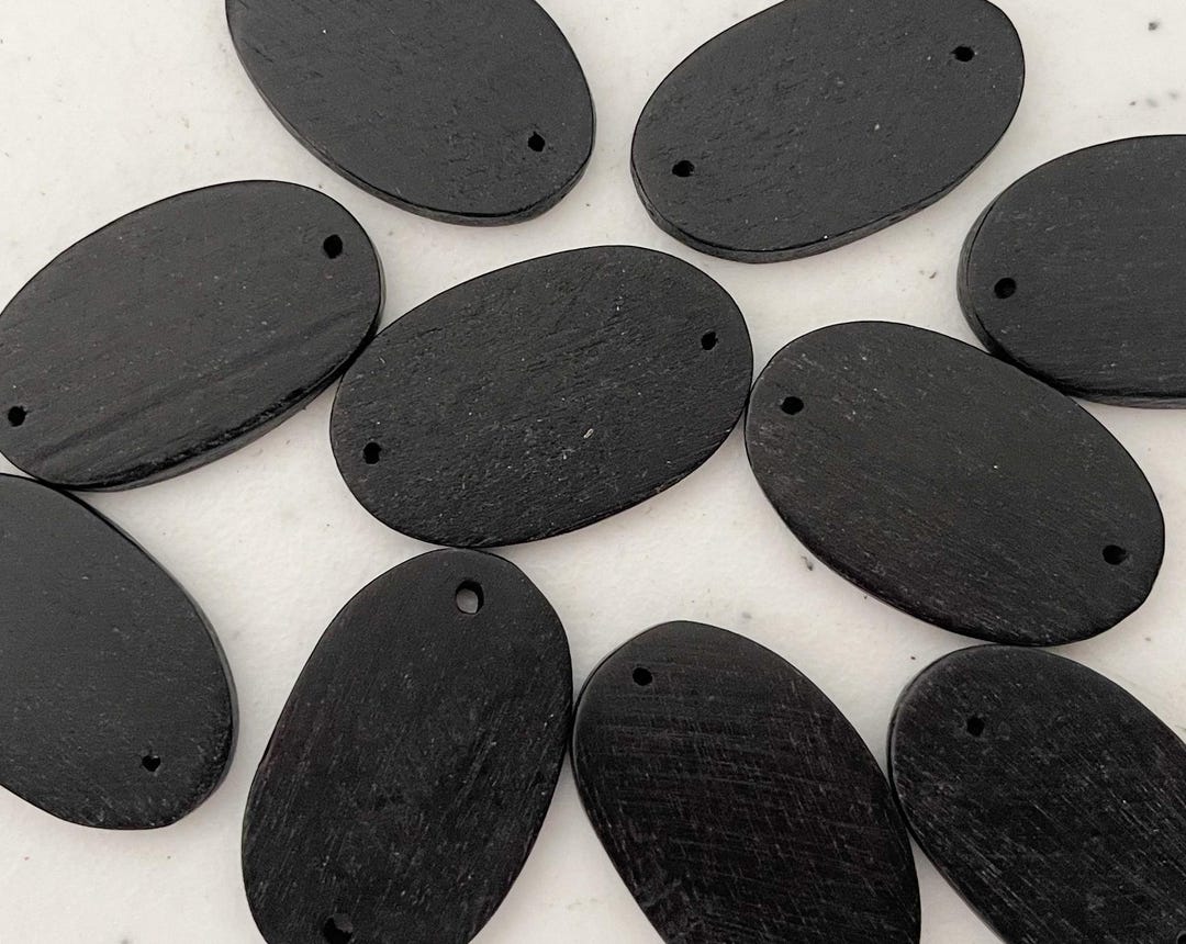 Black Wood Oval Connectors: Lightweight Jewelry Making Supplies (10 Pc ...